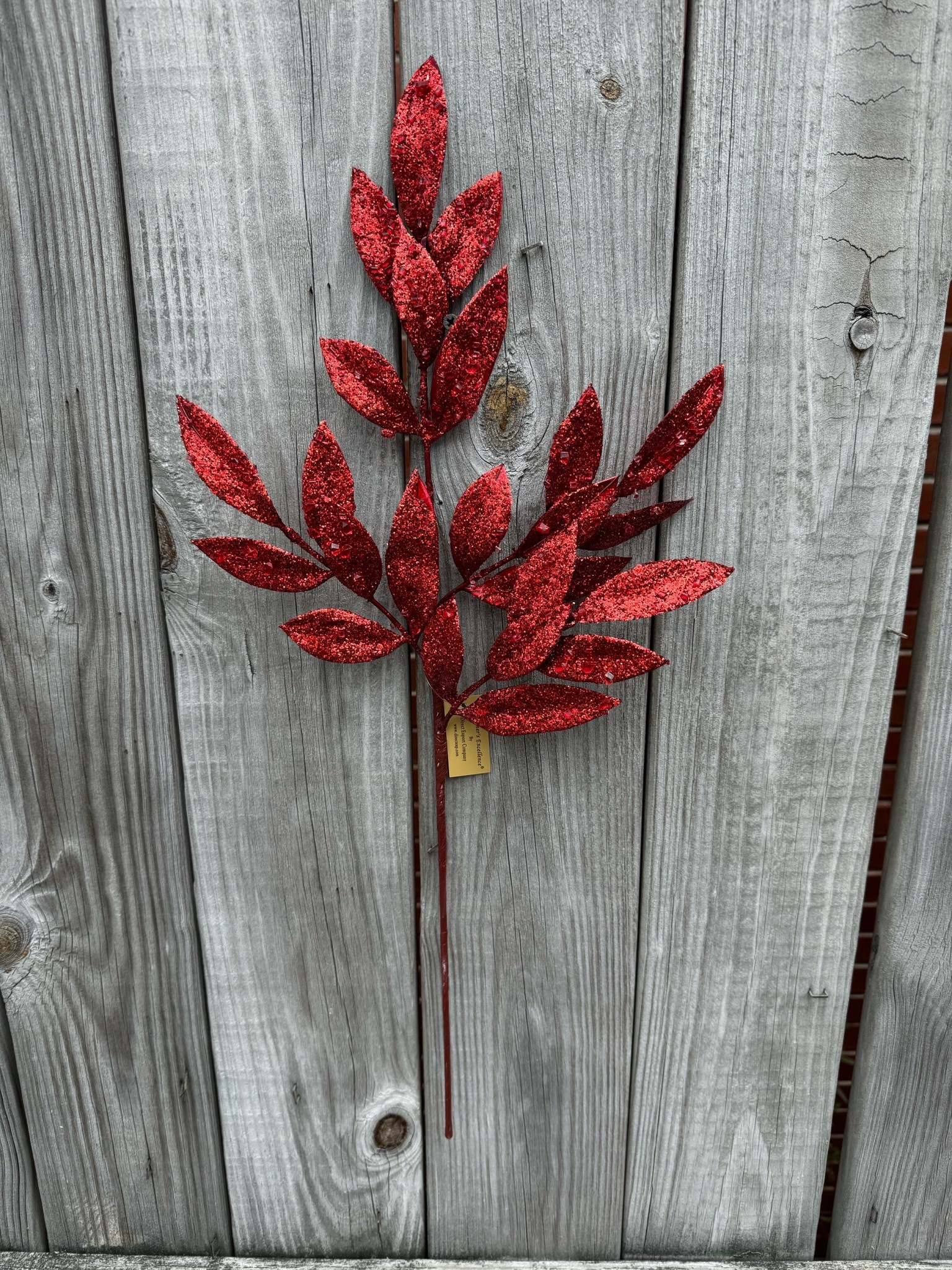 Red Metallic Bay Leaf Spray | Christmas Tree Stems | Shop Now - The Last Straw