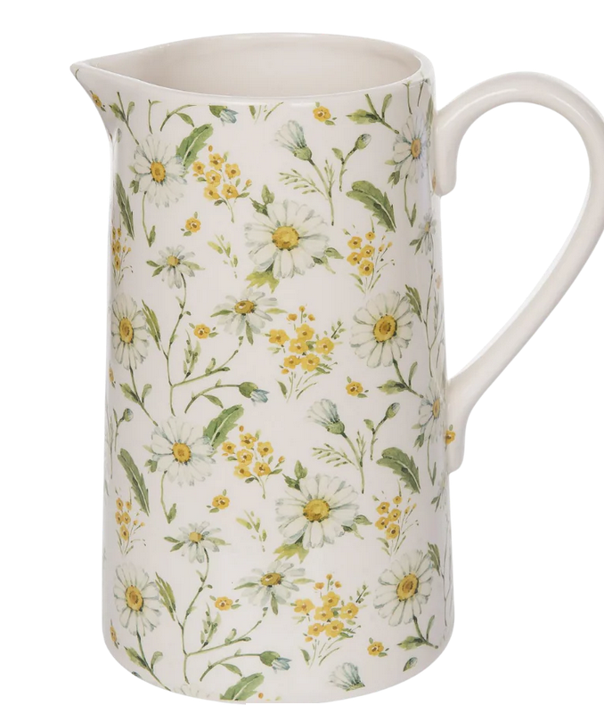 Ceramic White Daisy Pitcher | Home Decor Flower Containers - The Last Straw