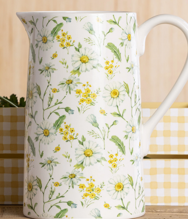 Ceramic White Daisy Pitcher | Home Decor Flower Containers - The Last Straw