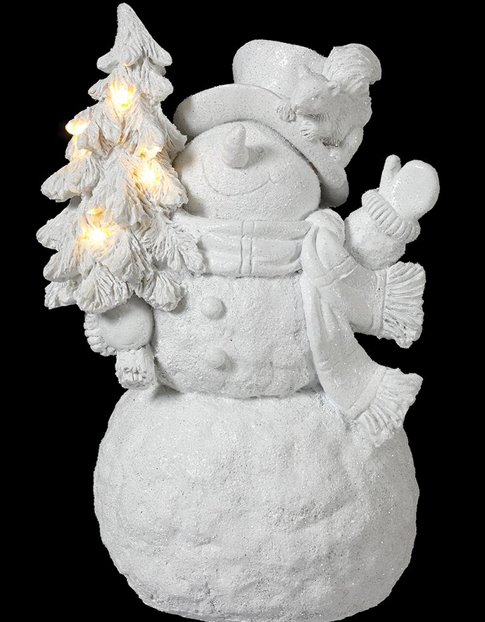 Snowman w/ Pre-Lit Tree | Christmas Snowman TableTop Gifts - The Last Straw