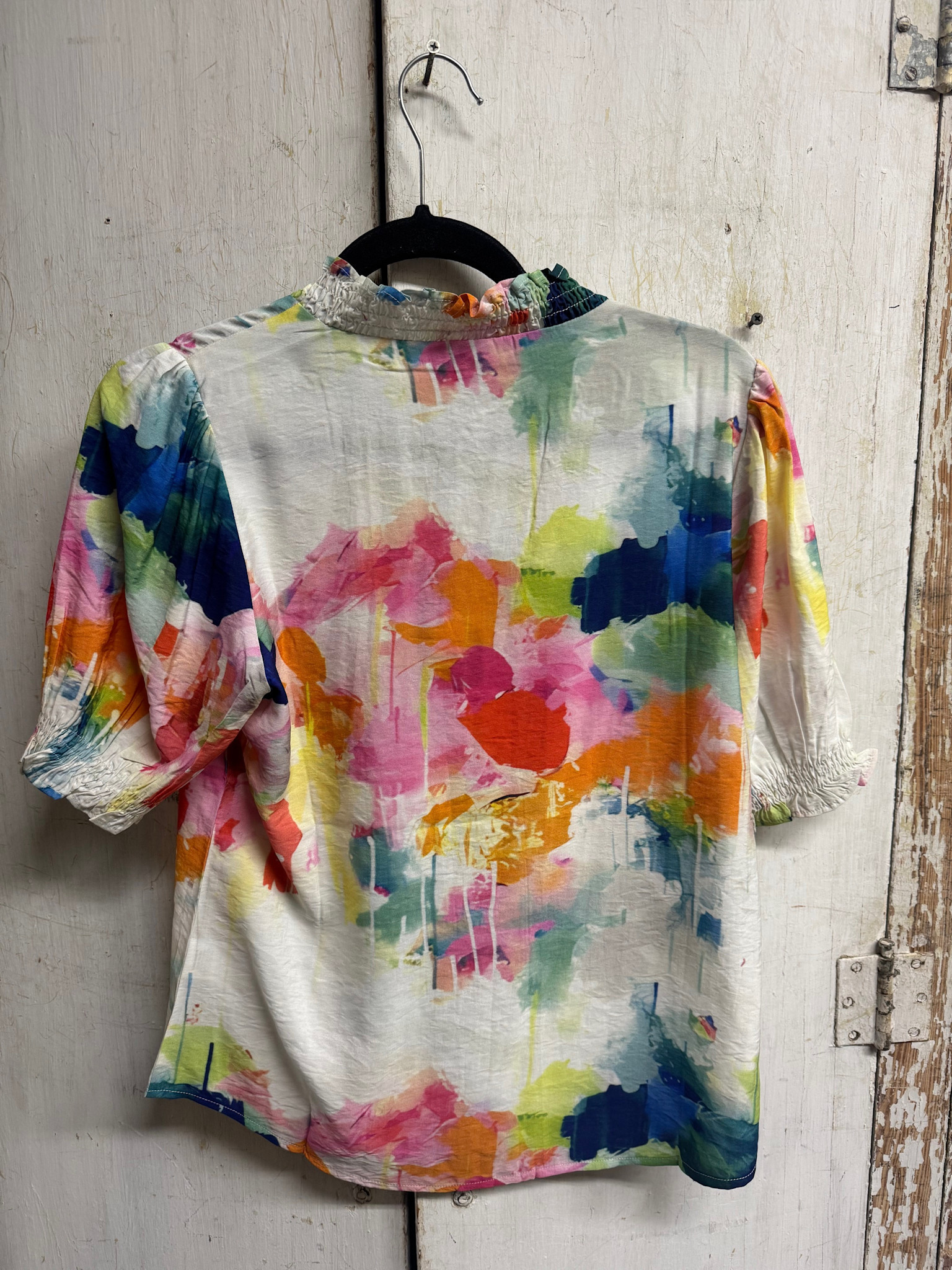 Watercolor Cloudburst V-neck Blouse By: Lior Paris - The Last Straw
