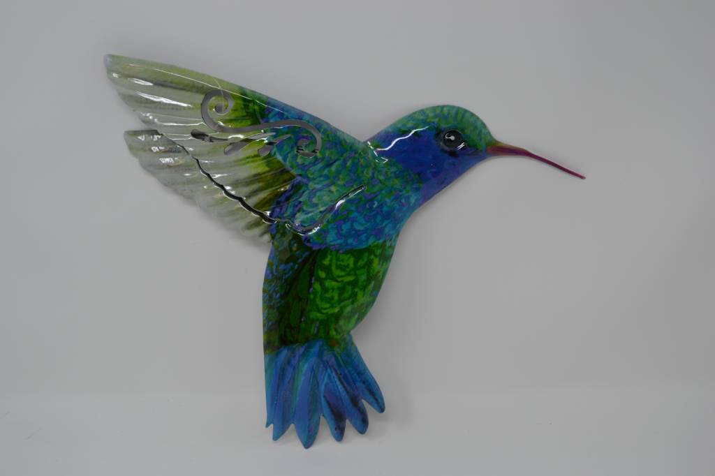 Large Colorful Metal Hummingbird - The Last Straw