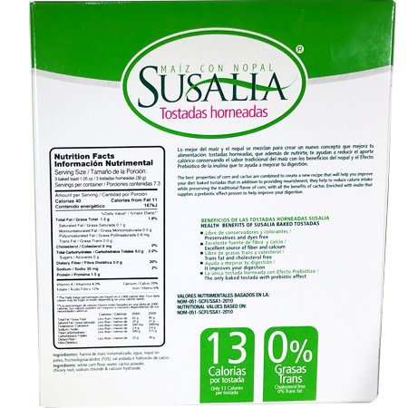 Tostada Horneada de Maíz Con Nopal Susalia 200 gr. | Vizana Nutrition