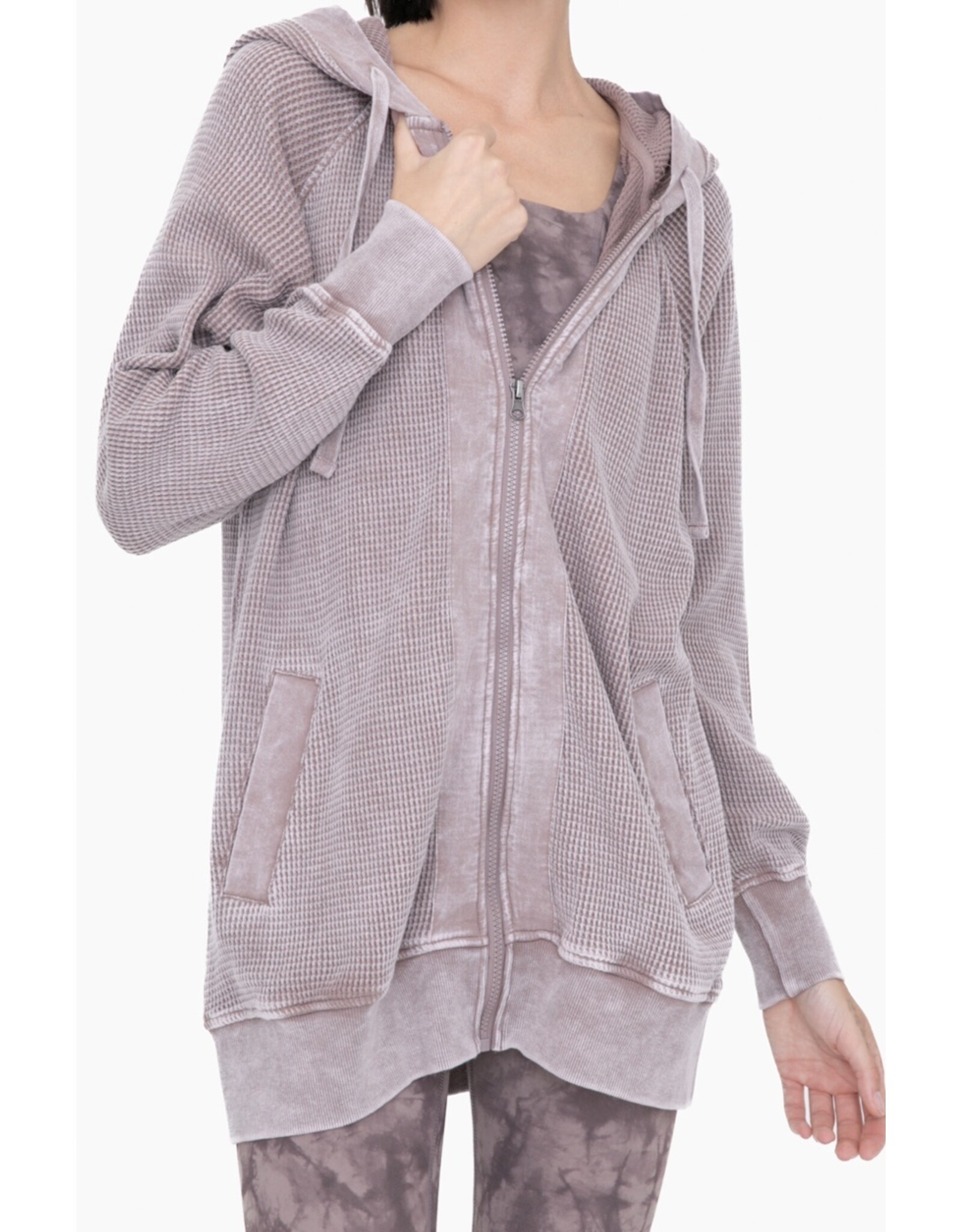 mono b Oversized Mineral-Washed Zip-Up Hooded Jacket KJ12071 mono b Oversized Mineral-Washed Zip-Up Hooded Jacket KJ12071