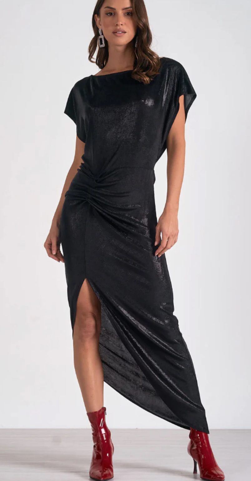 Elan glitter dress with midi cap sleeves SJ50054 - LA Trends Addict