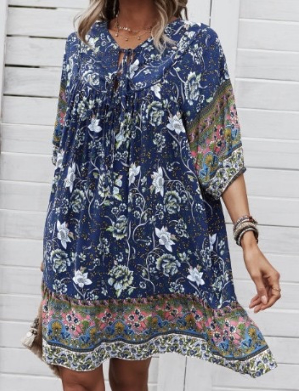 Blue floral baby doll dress - LA Trends Addict