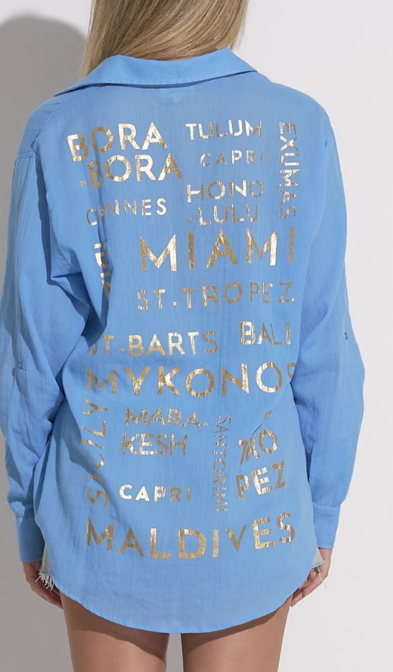 Elan Traveler Button Down Blue Top V0PM11086 - LA Trends Addict