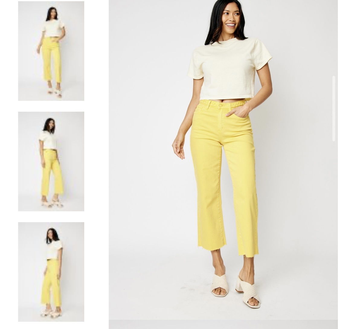 Judy Blue High Waist Garment Dyed Braided WB Crop Wide Yellow 88777 ...