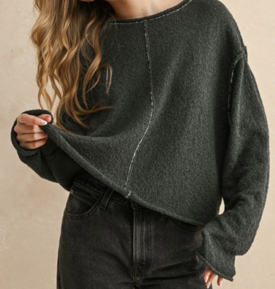 Charcoal Stitch Contrasted Sweater - LA Trends Addict