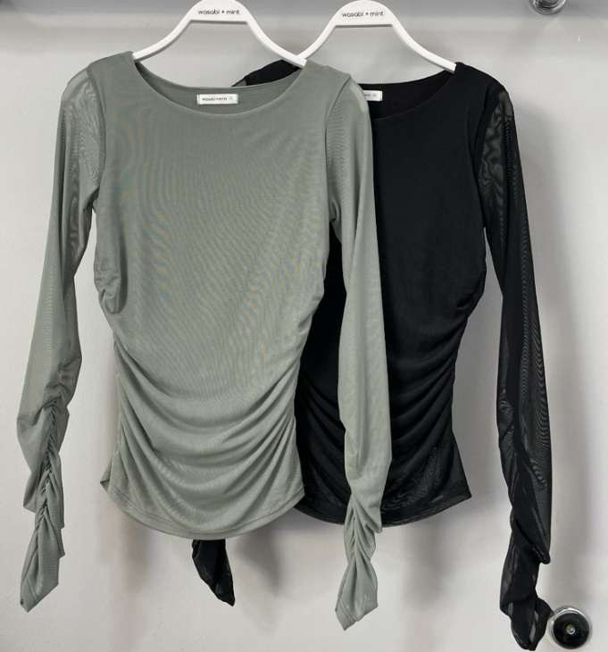 Mesh Overlay Cinched Top - LA Trends Addict