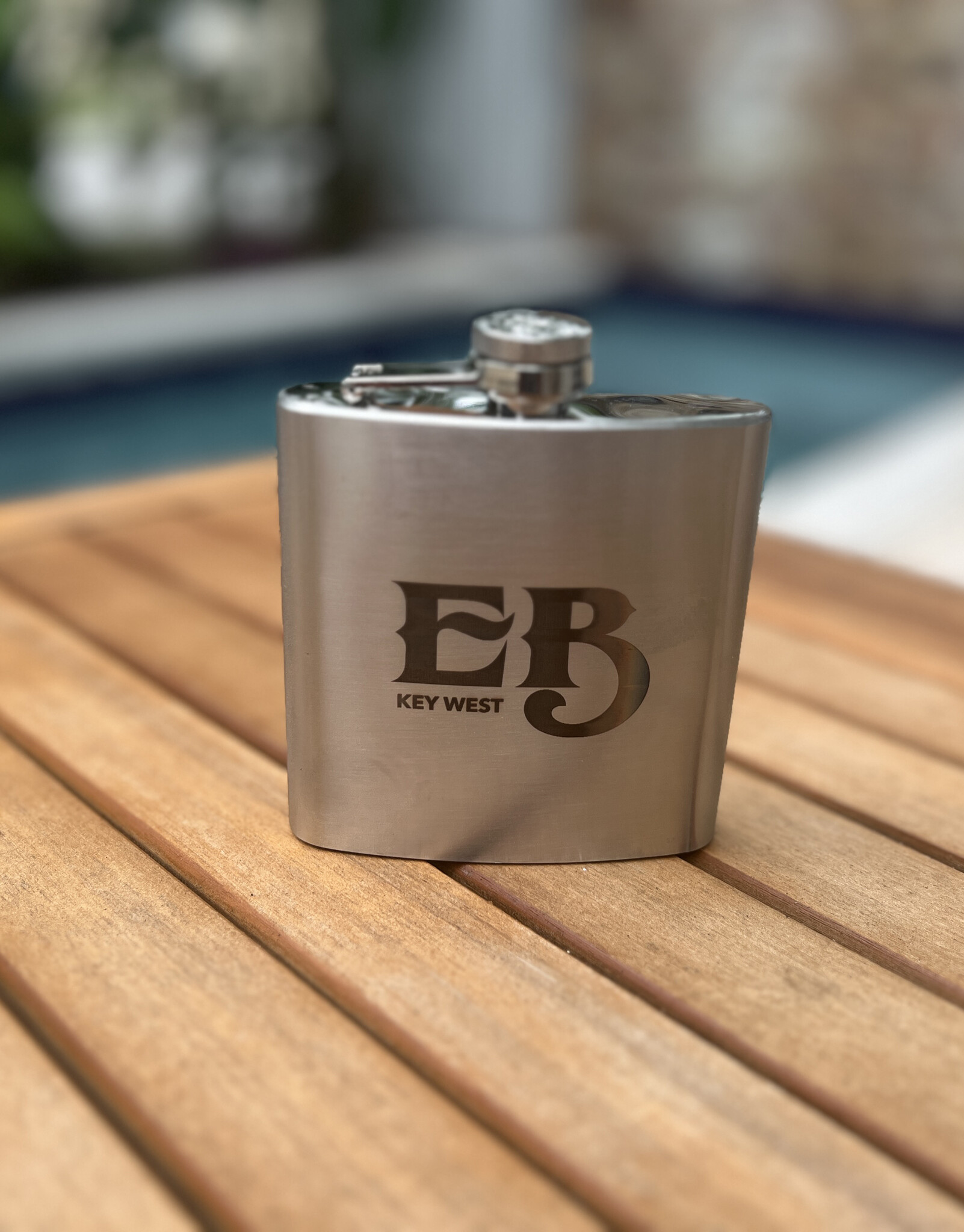 FLASK 6oz EB KW Logo - Eaton Bikes Key West