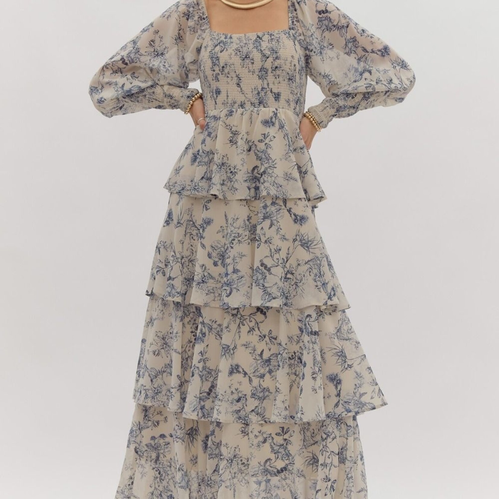 Entro Blue Print Maxi Dress - The Shabby Pig