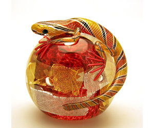 Twists Glass Studio Lizard Paperweight - Red - British Isles