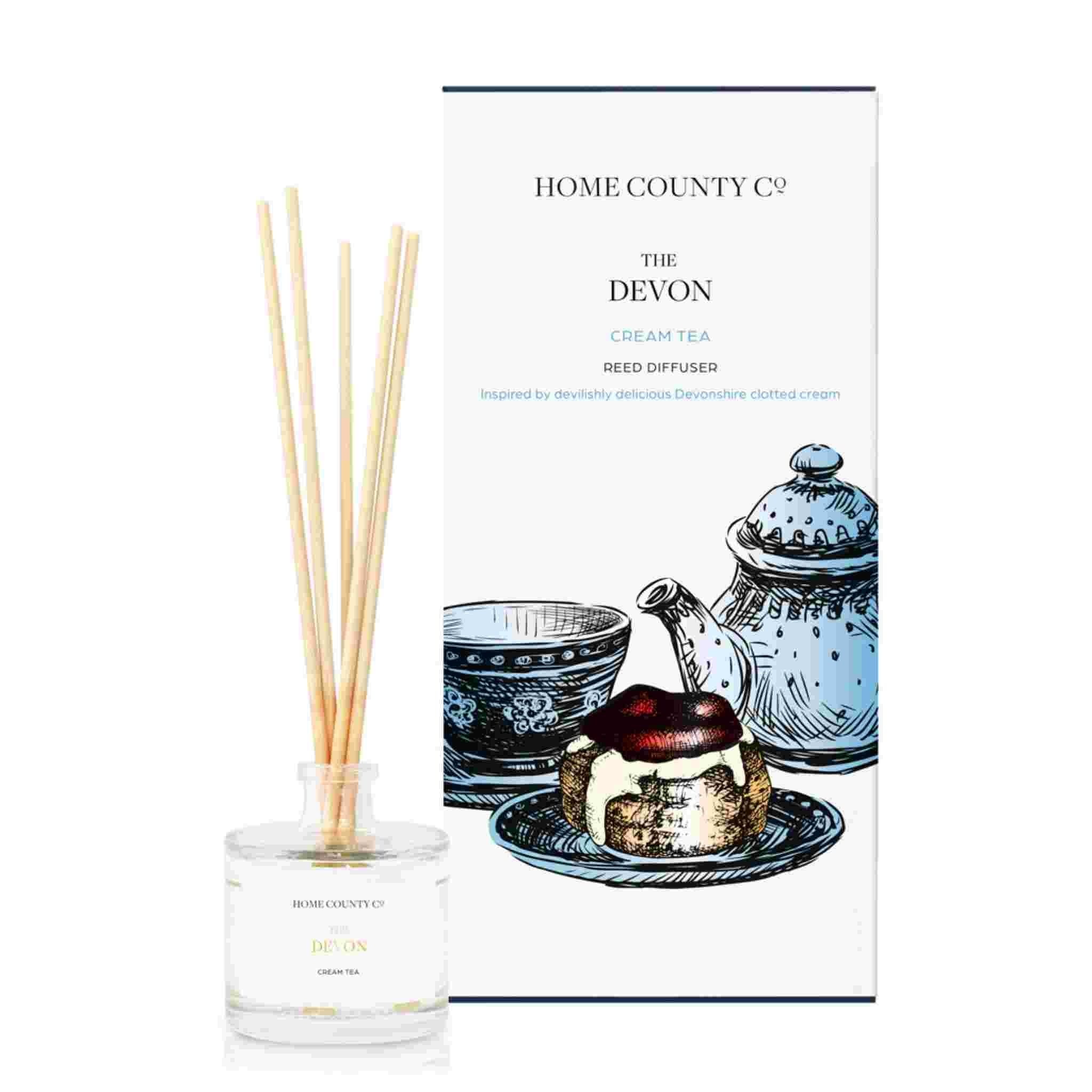 Home County Candle Co Devon Cream Tea Reed Diffuser 100ml - British Isles