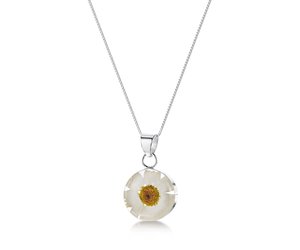 Shrieking Violet Daisy White Silver Pendant Small Round (DPW04 ...