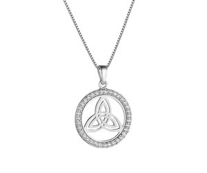 Solvar Sterling Silver Cz Round Trinity Knot Necklace S47013 - British ...