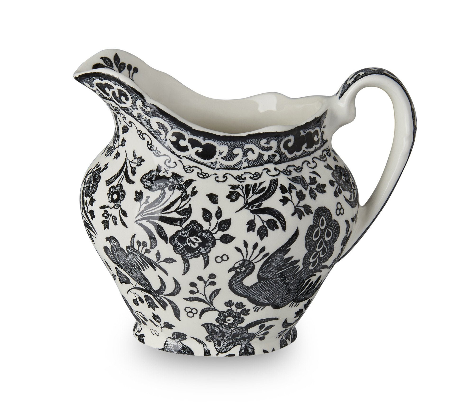 Burleigh Pottery Black Regal Peacock Cream Jug - British Isles