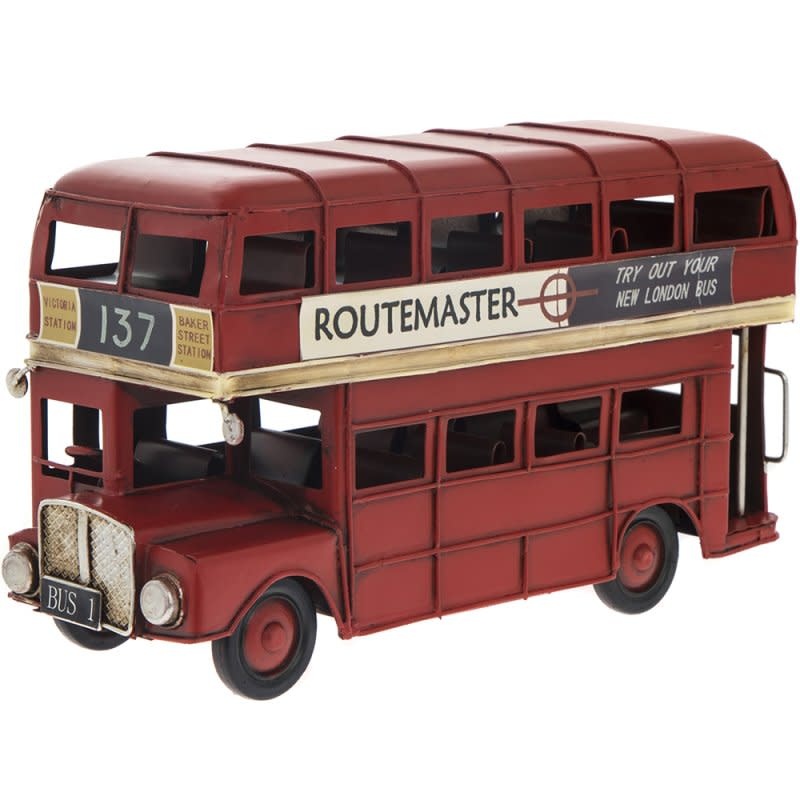 Vintage Transport Small Double Decker Bus Model - British Isles