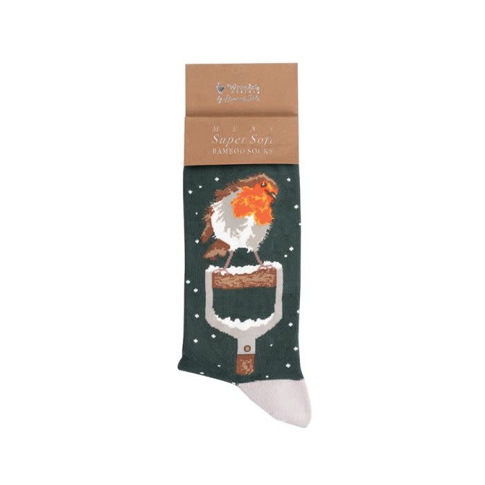 Wrendale 'A Little Red Robin' Robin Men's Christmas Socks - British Isles