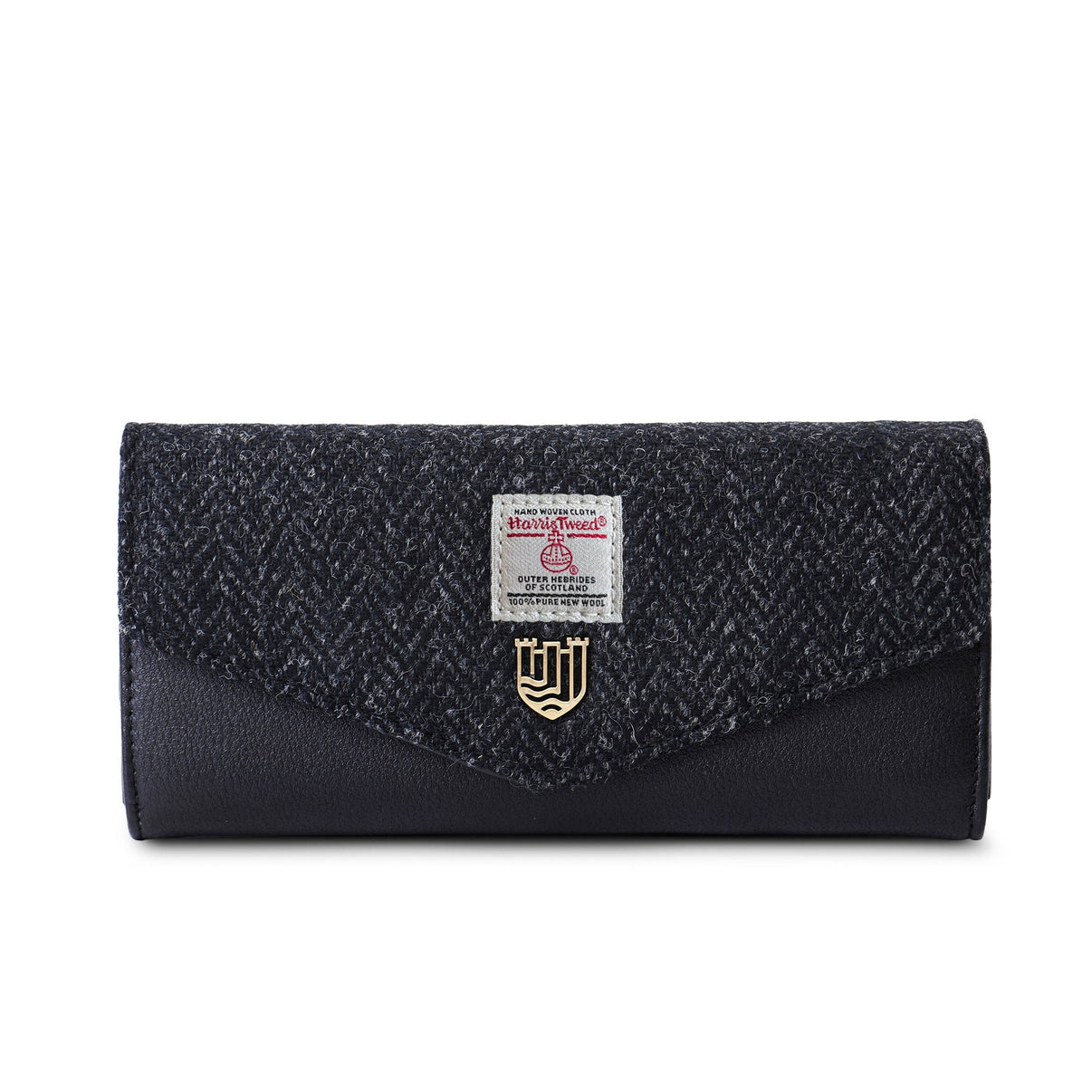 Islander UK Harris Tweed Black Herringbone Large Clasp Purse - British ...
