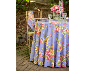 April Cornell Rosemary Periwinkle 88" Round Tablecloth - British Isles