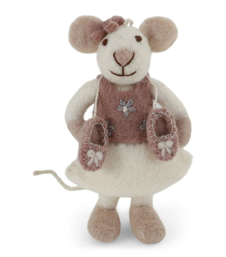 Gry & Sif White Ballerina Mouse Ornament - British Isles