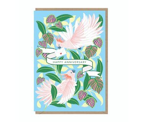 Nelson Line Pink Birds Anniversary Card - British Isles
