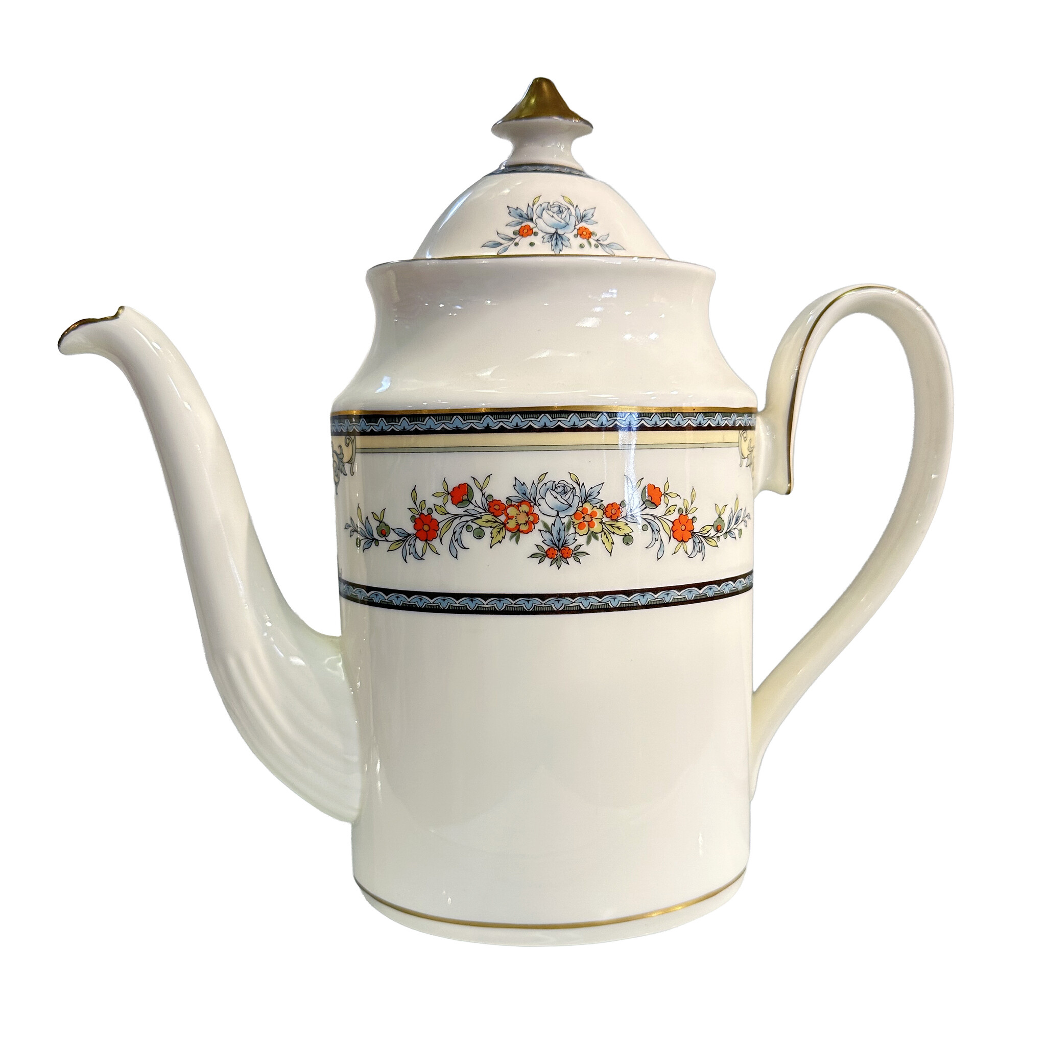 Minton Stanwood Coffee Pot with Lid (Gold Trim) - British Isles