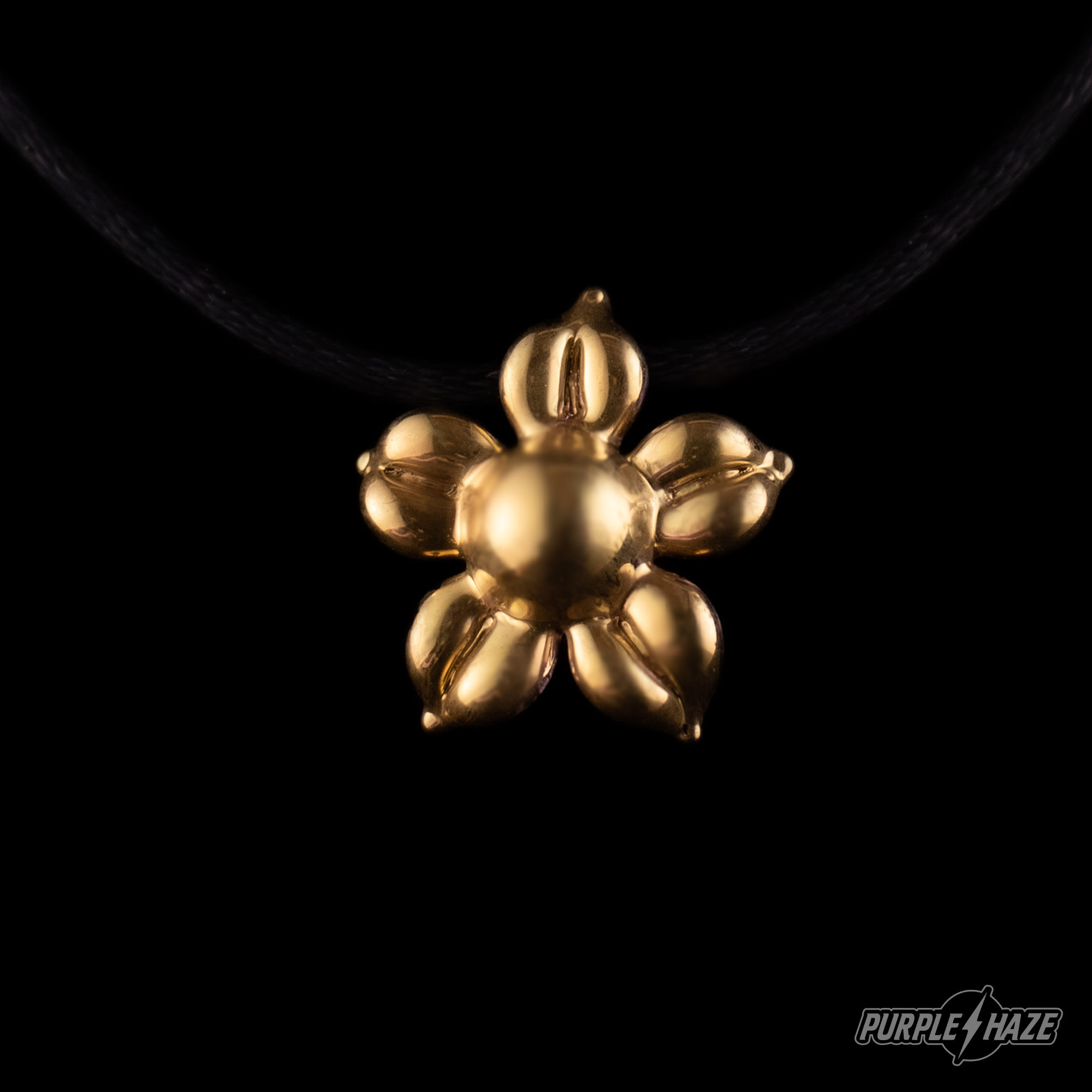 Mars Glass: Mini Flower Pendant Gold - Purple Haze