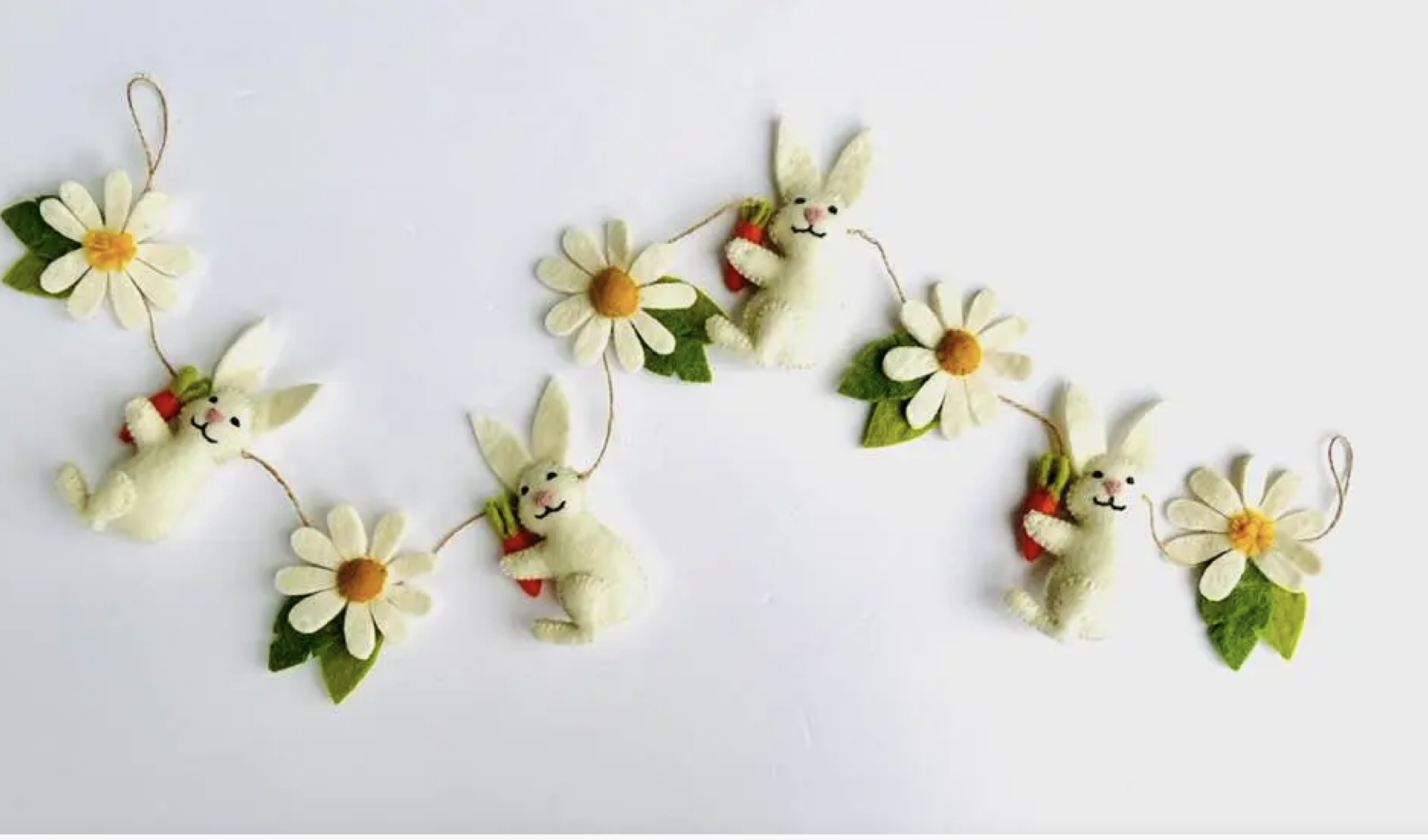 Easter Decor Bunny and Daisy Chain Garland, Nepal - Trade Roots