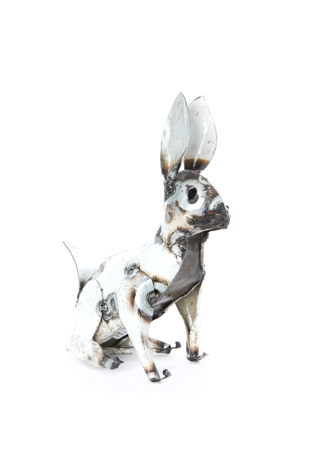 Rustic White Oil Drum Rabbit, Zimbabwe - Trade Roots