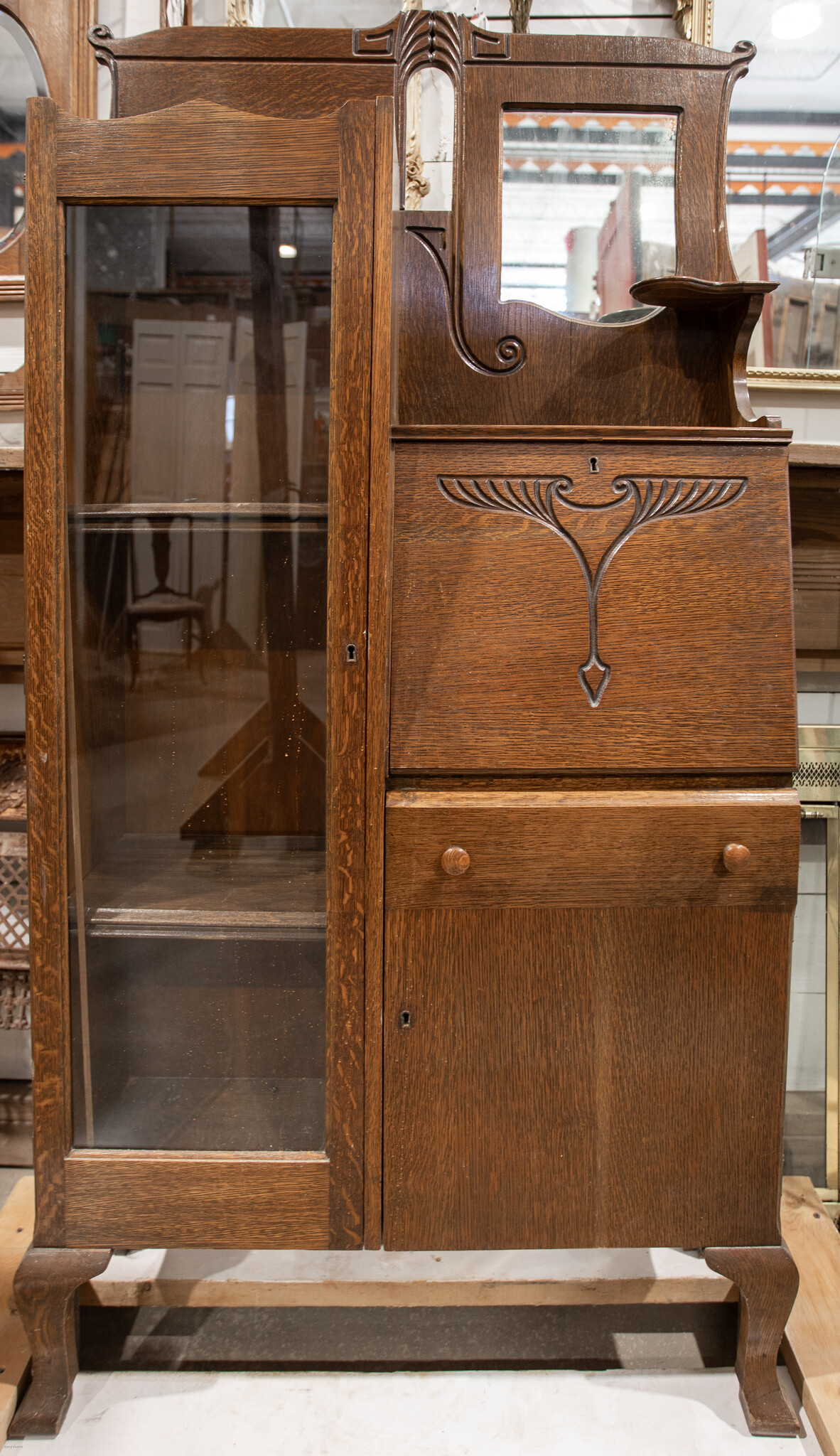 Oak Secretary with Display Case - Dead People's Stuff "Architectural ...