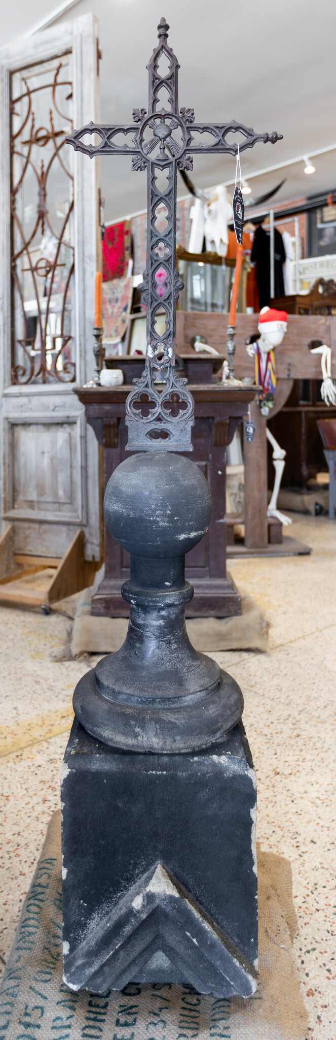 1800's Cast Iron Cross with English Lime Stone - Dead People's Stuff ...