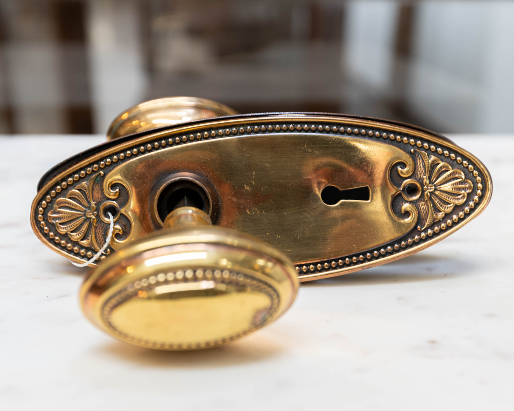 Victorian Oval Beaded Brass Doorknobs - Dead People's Stuff ...