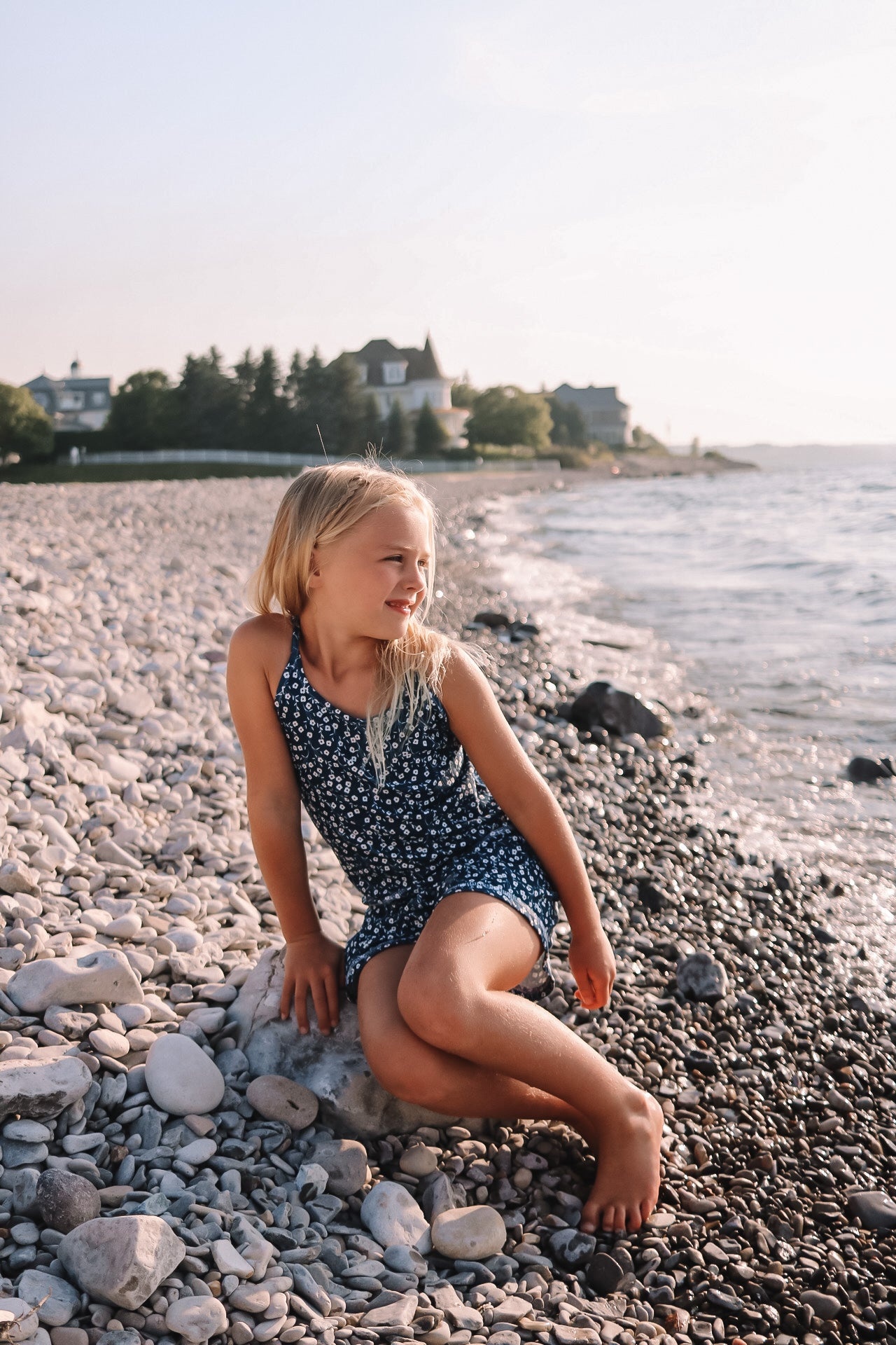 Navy Floral Razor Back Tank - Tip Toes