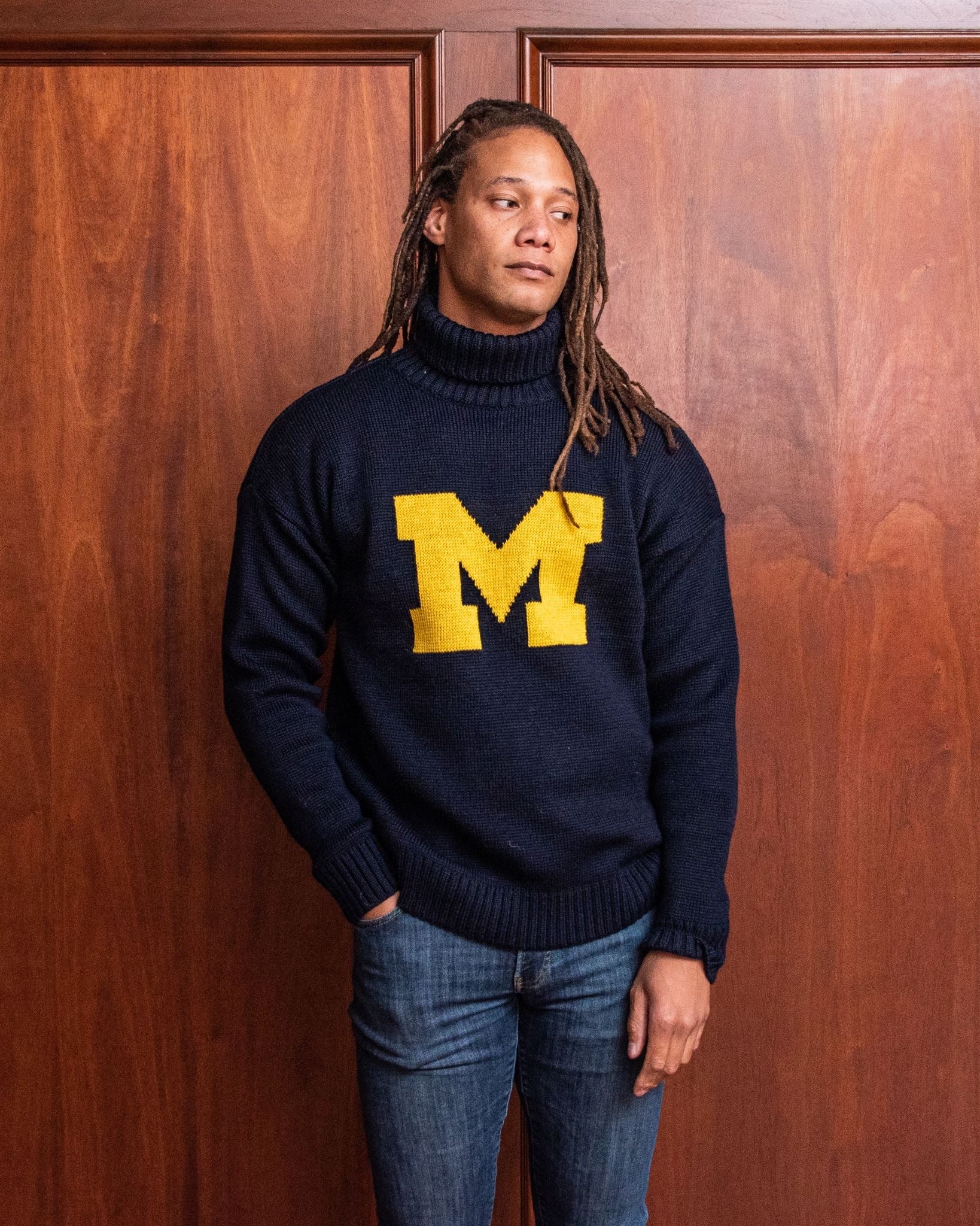 Collegiate Knitwear Block M Turtleneck Sweater - Van Boven