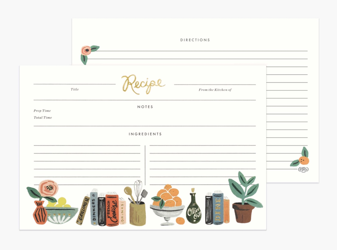 Rifle Paper Kitchen Shelf Recipe Cards - The Kitchen Table