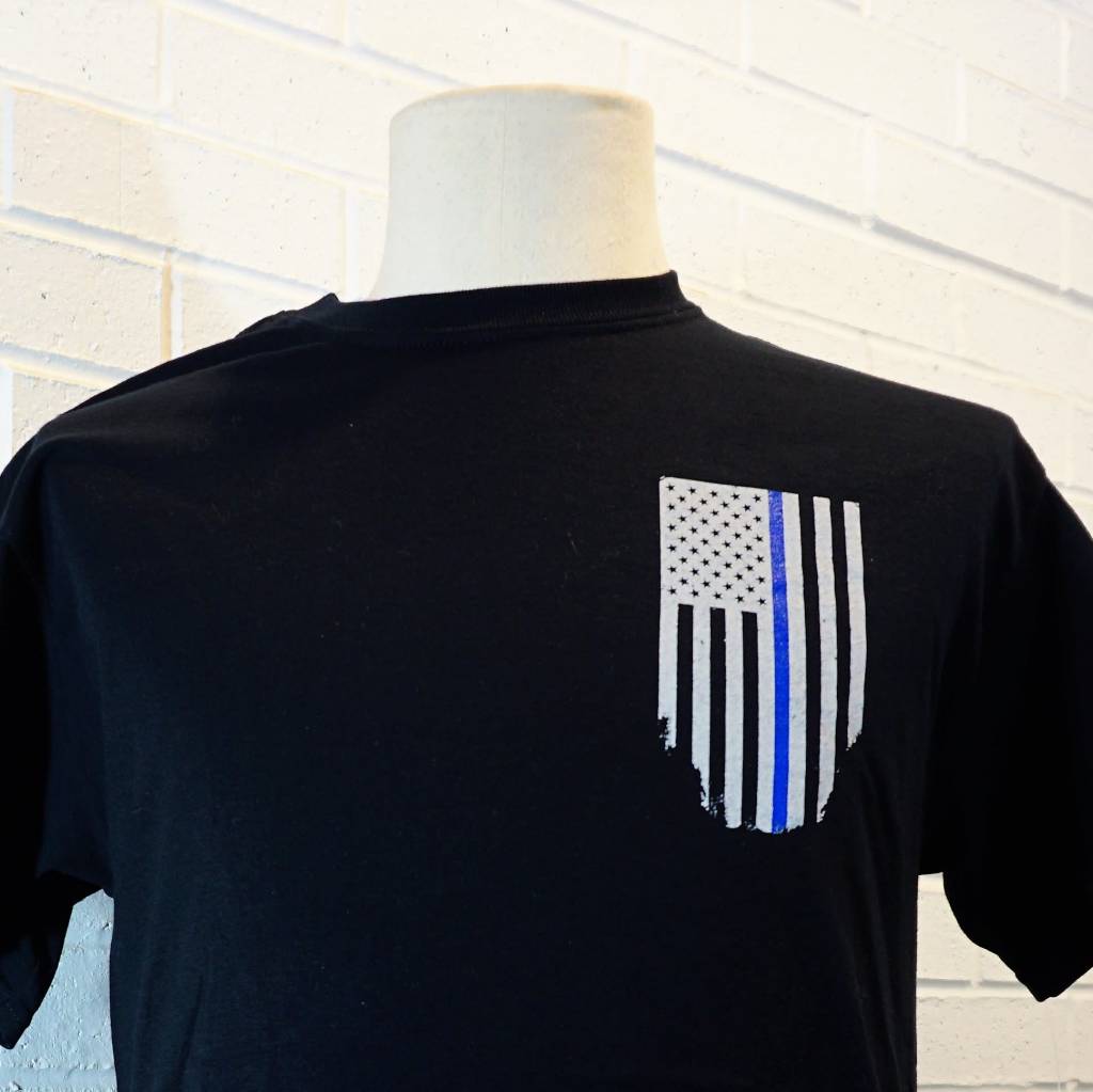 Thin Blue Line Double Sided Honor Respect T-Shirt - Stars & Stripes ...