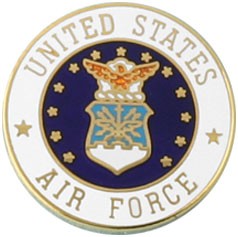 United States Air Force with Air Force Crest on 3/4" Round Lapel Pin ...