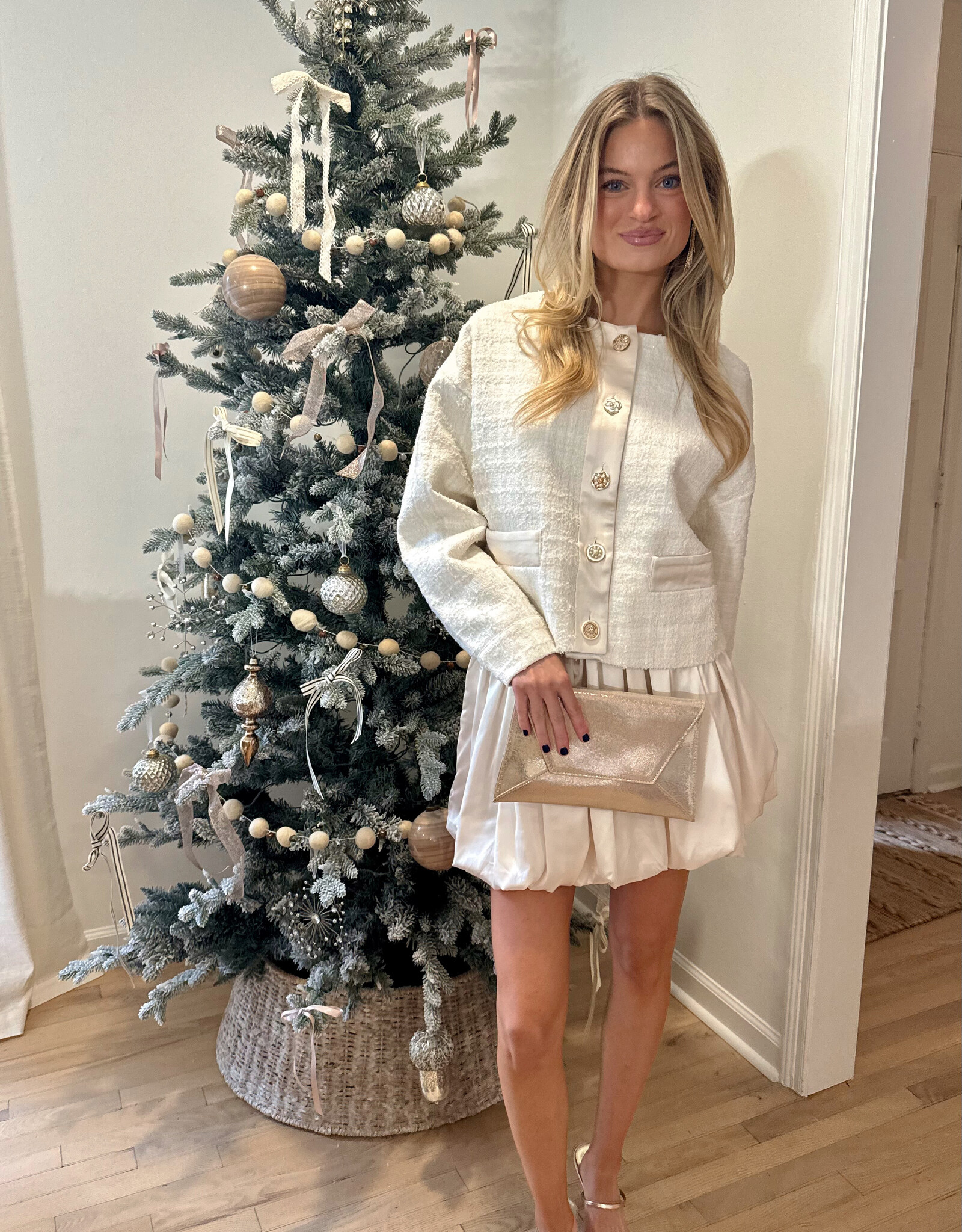 Kalilah Button Up Tweed Jacket - Women’s Clothing | The Pink Turtle