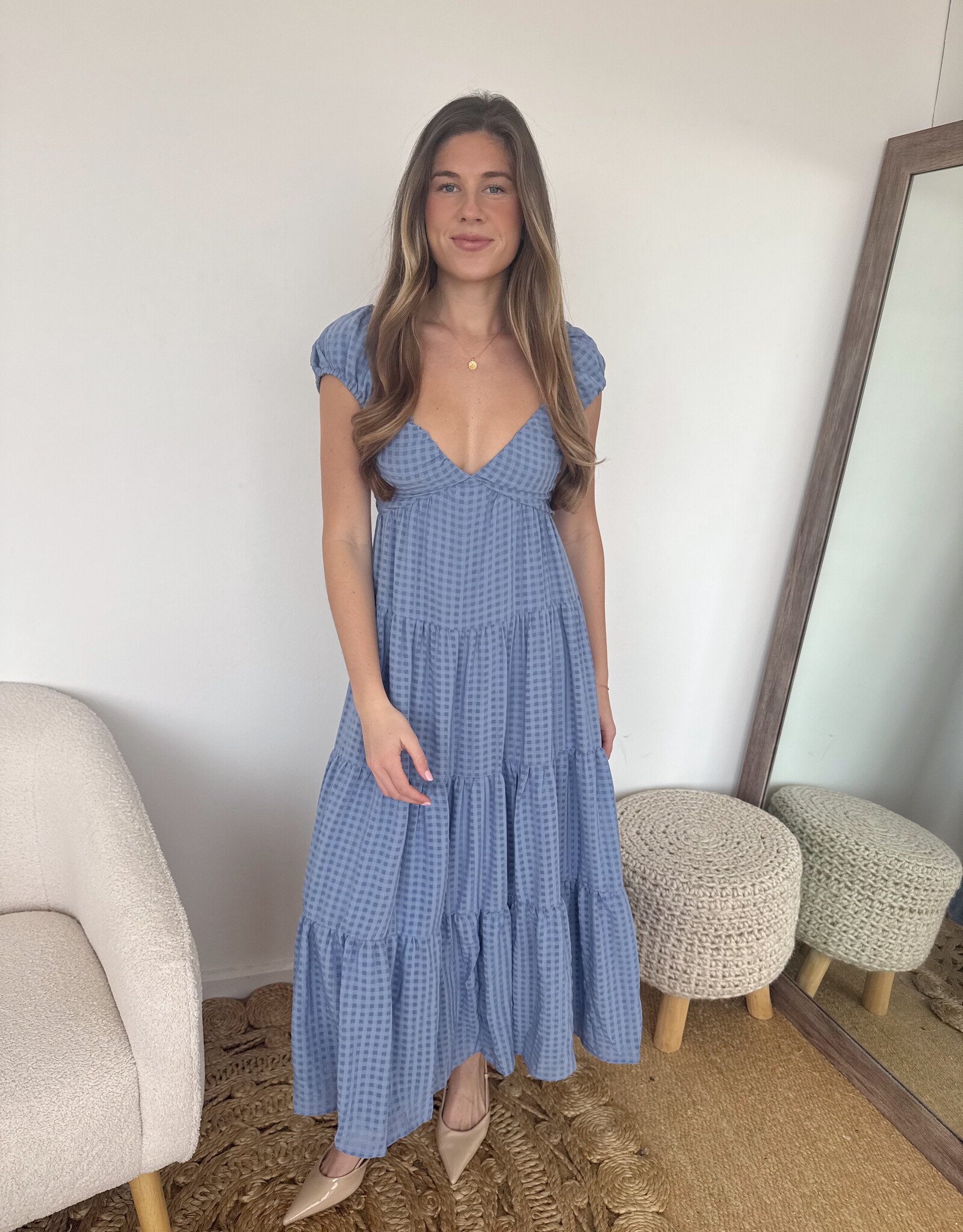 Calista Sleeveless Pleated Tiered Dress - Women’s Clothing | The Pink ...