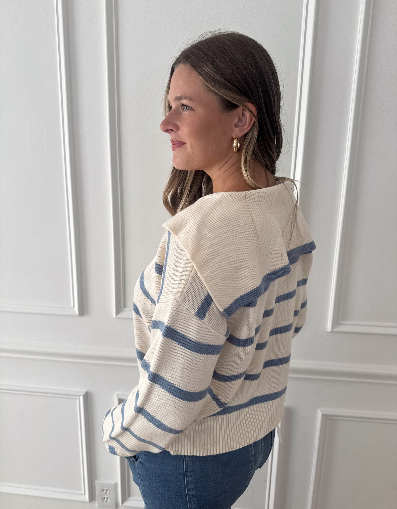 Striped Sailor Collar Cardigan - Women’s Clothing | The Pink Turtle