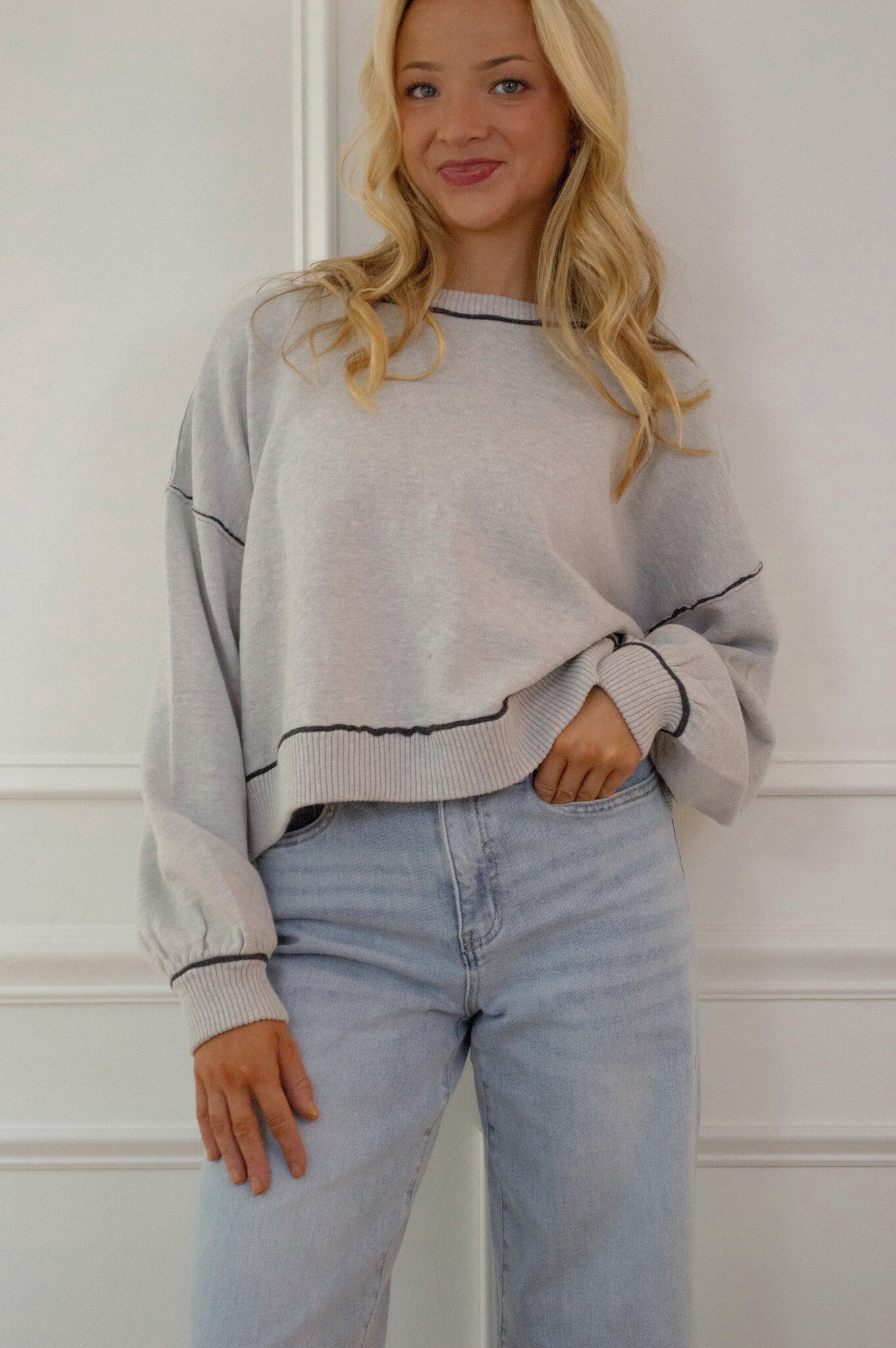 Eire Contrast Seam Pullover - Women’s Clothing | The Pink Turtle