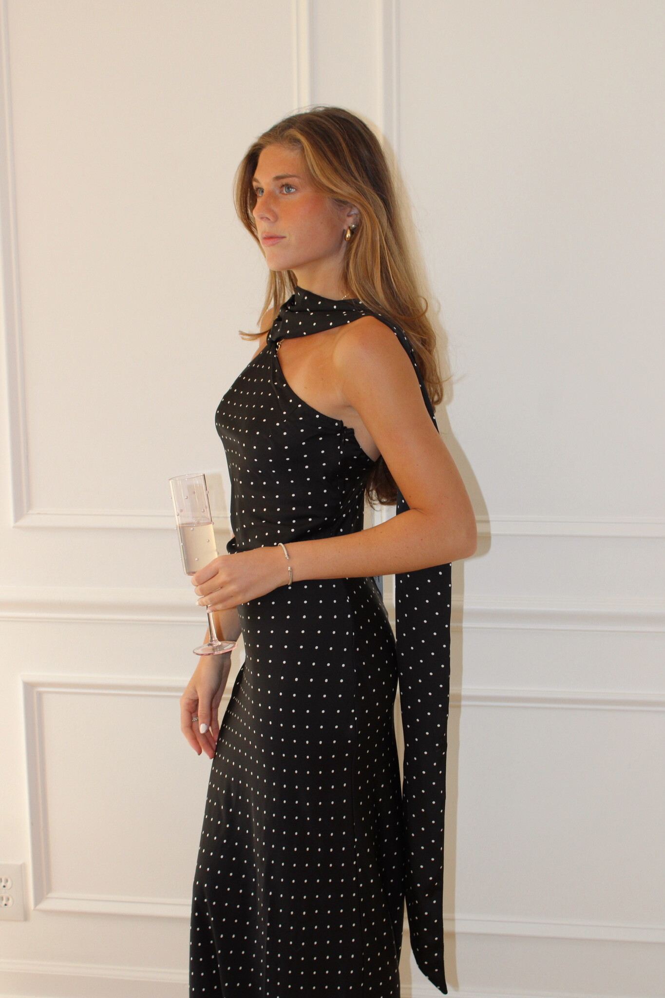 Hagan Polka Dot Maxi Dress w Scarf - Women’s Clothing | The Pink Turtle