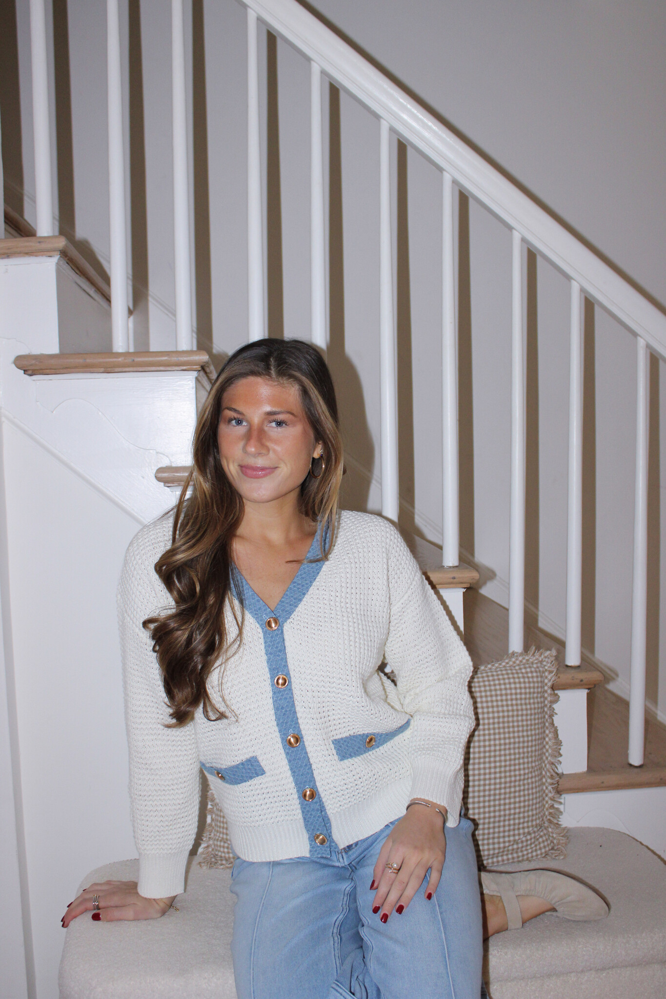 Arlene Contrast Cardigan - Women’s Clothing | The Pink Turtle