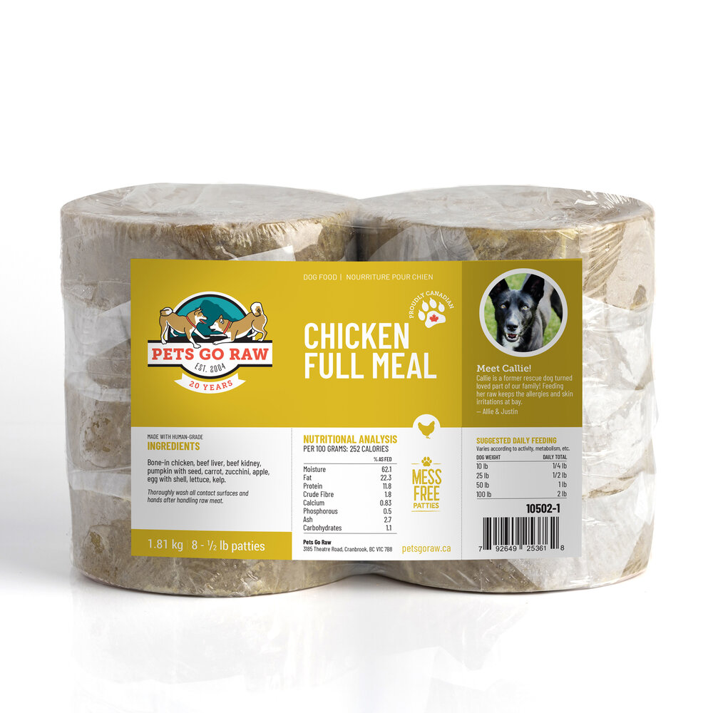 Pets Go Raw Chicken Full Meal 8-1/2 lb Pkg (6 cs) - Paw Street Market