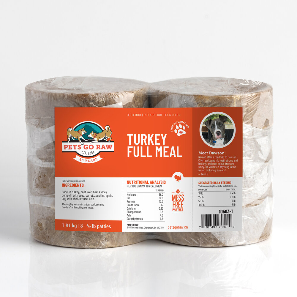 Pets Go Raw Turkey Full Meal 8-1/2 lb Pkg (6 cs) - Paw Street Market