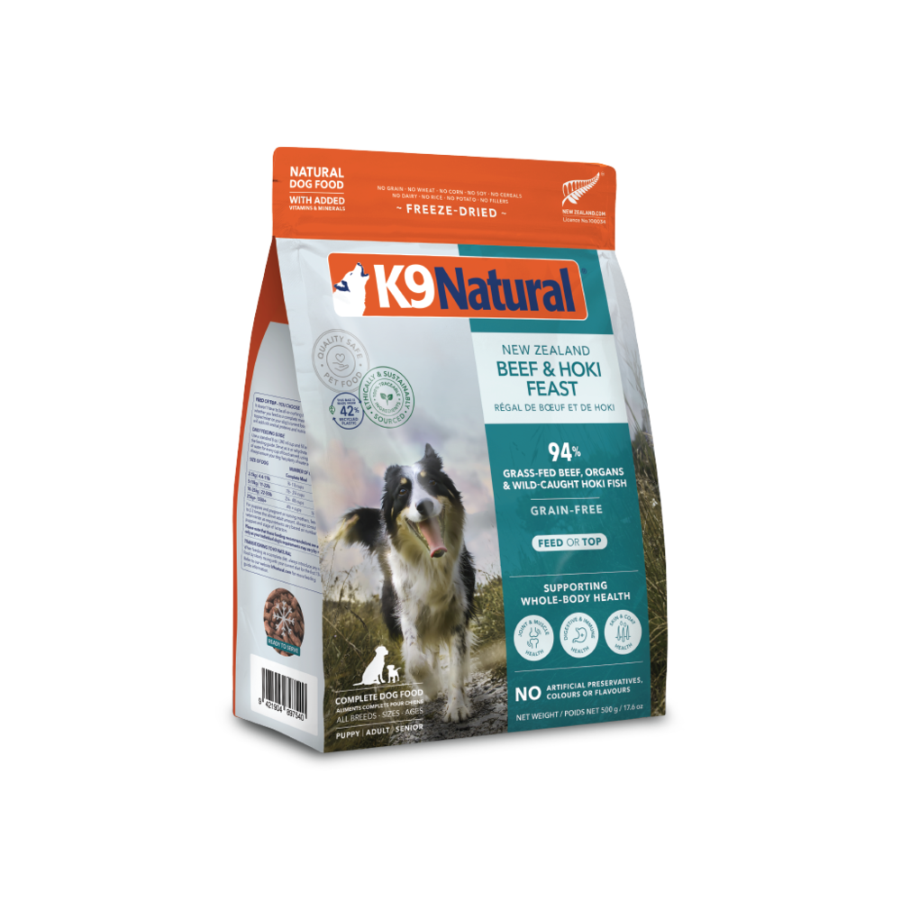 *New* K9 Natural Dog Freeze-Dried Hoki & Beef 500 g - Paw Street Market