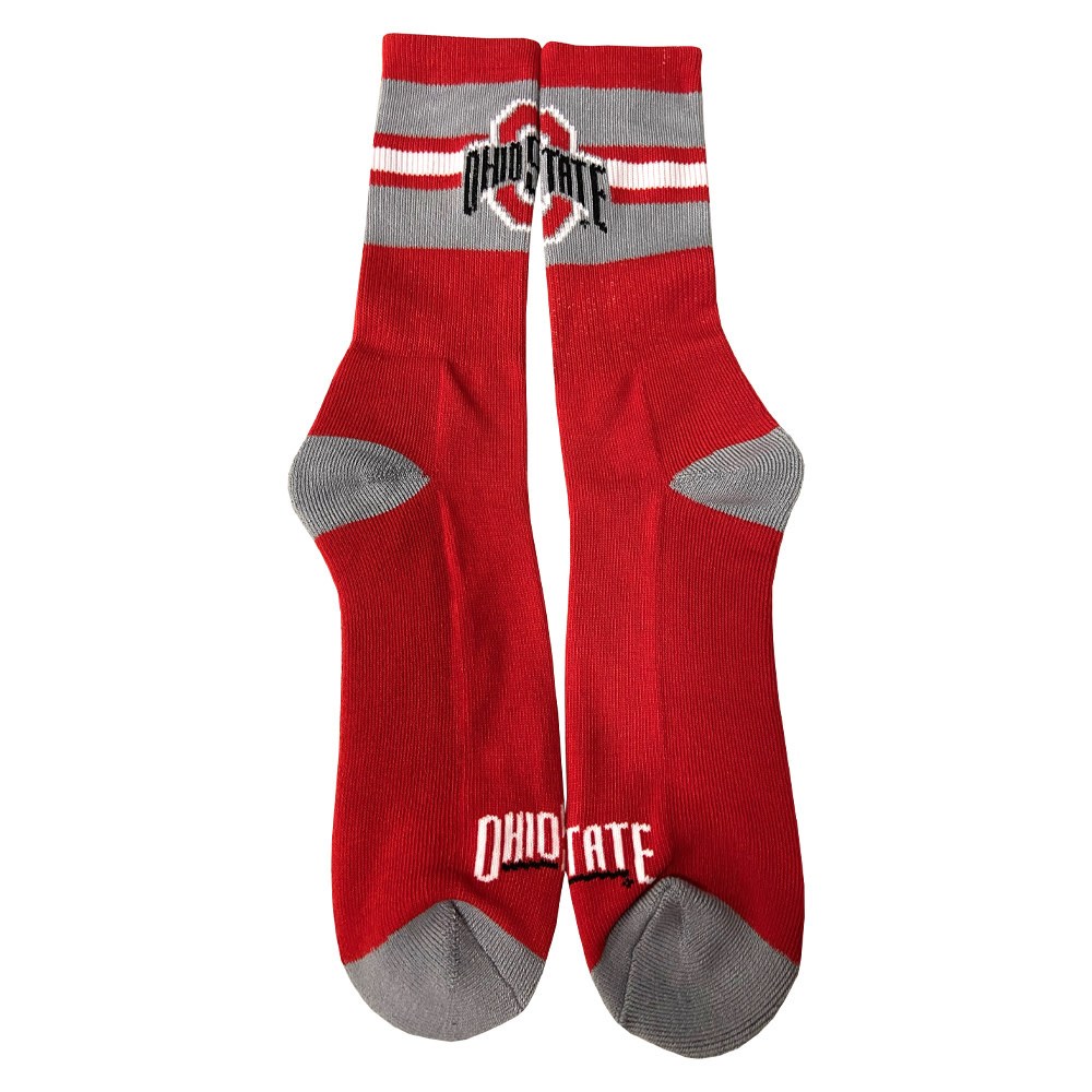 Ohio State Buckeyes Stripe Crew Socks - Everything Buckeyes