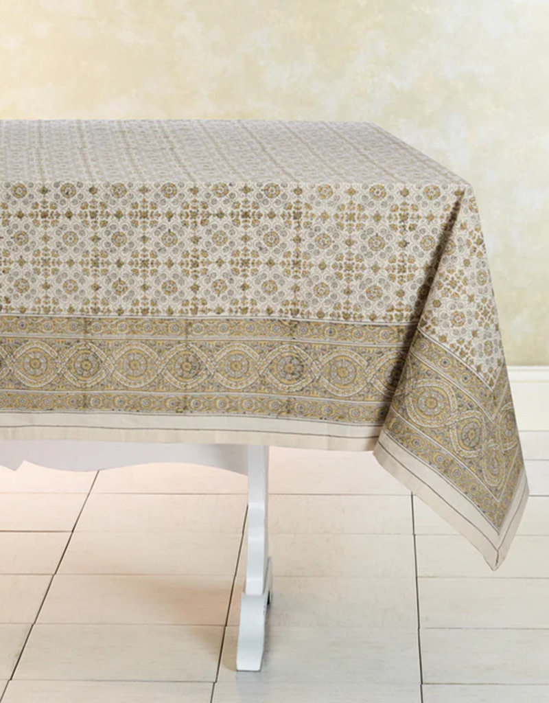 Lily Block Print Tablecloth - 60in x 90in from HumanKind Fair Trade ...